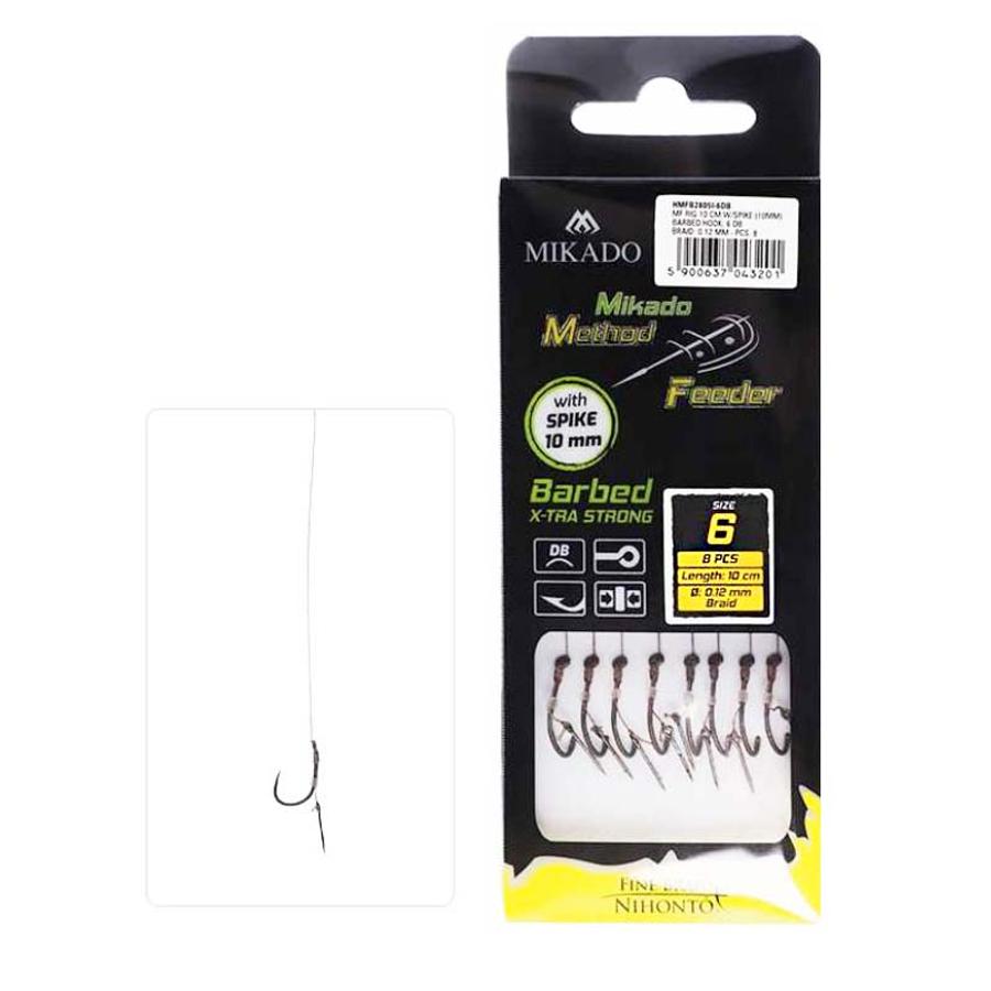 Mikado Method Feeder Xtra Stong Rig előke csalitüskés szakállnélküli horog